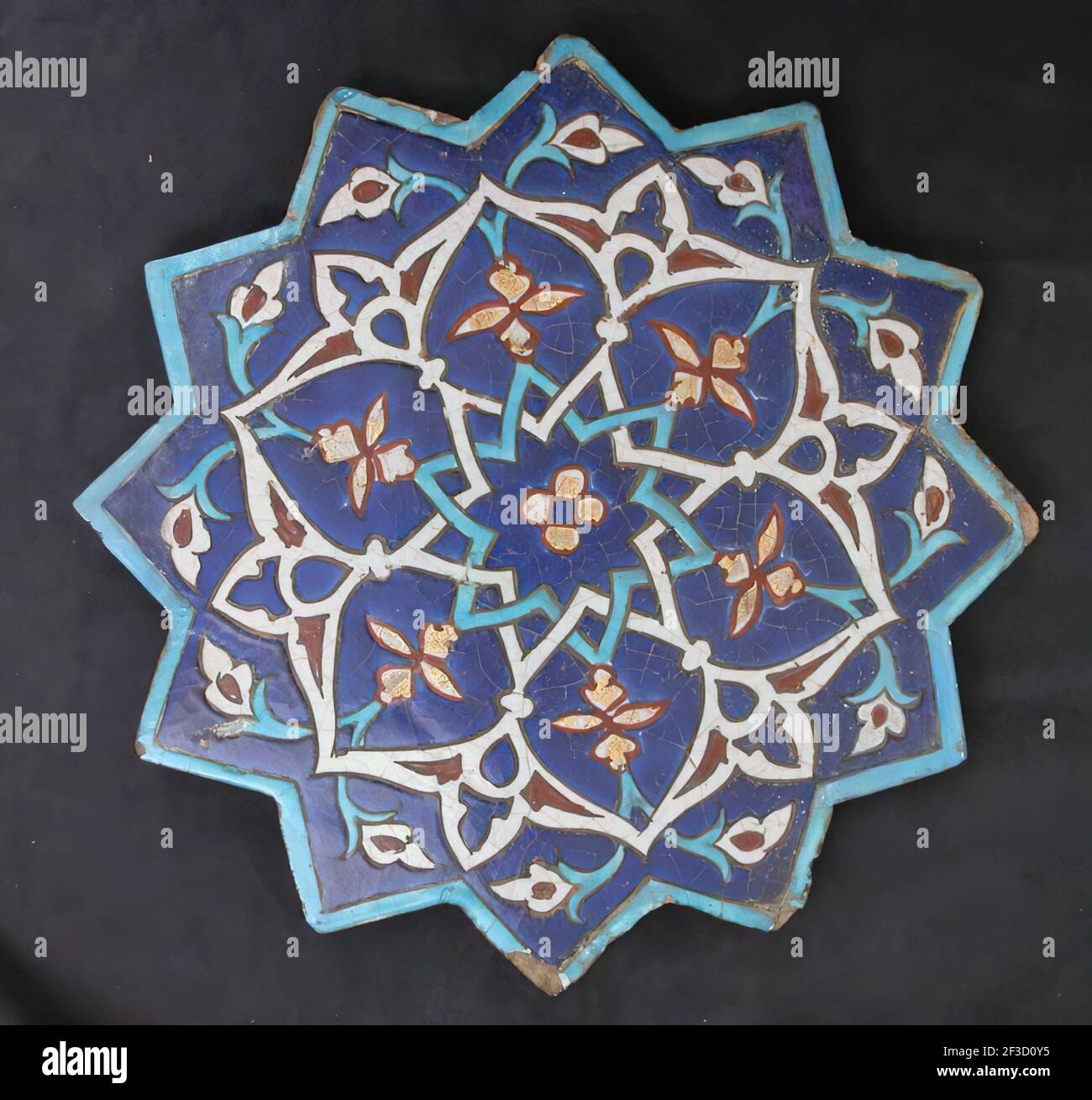 Twelve-Pointed Star-Shaped Tile, Iran, dated A.H. 846/ A.D. 1442-43 ...