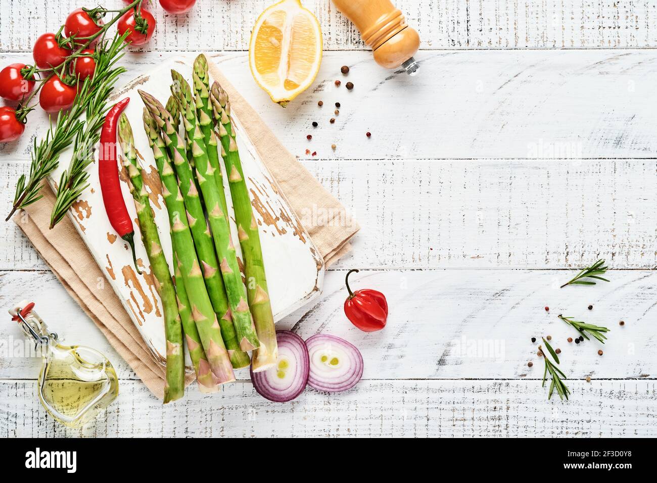 Cooking Background with spices: pepper, rosemary, paprika, lemon, onion ...