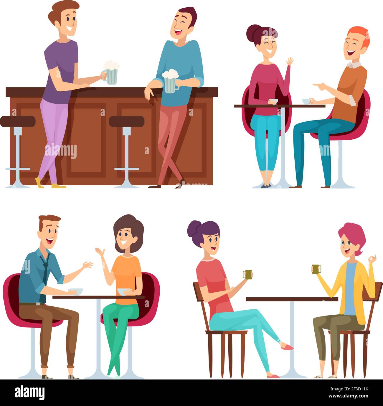 Friends meeting. Happy group people relaxing in cafe restaurant bar ...