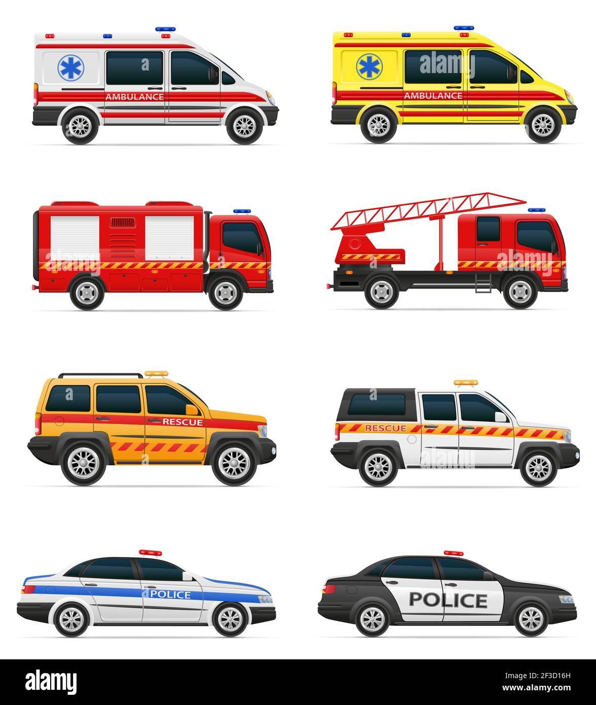 vehicles of various emergency and rescue services car vector ...