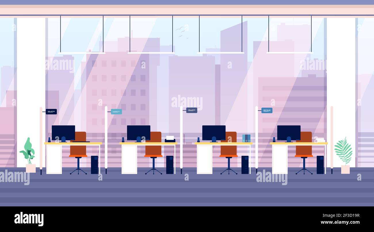 Bank interior. Business investment center indoor empty financial office ...