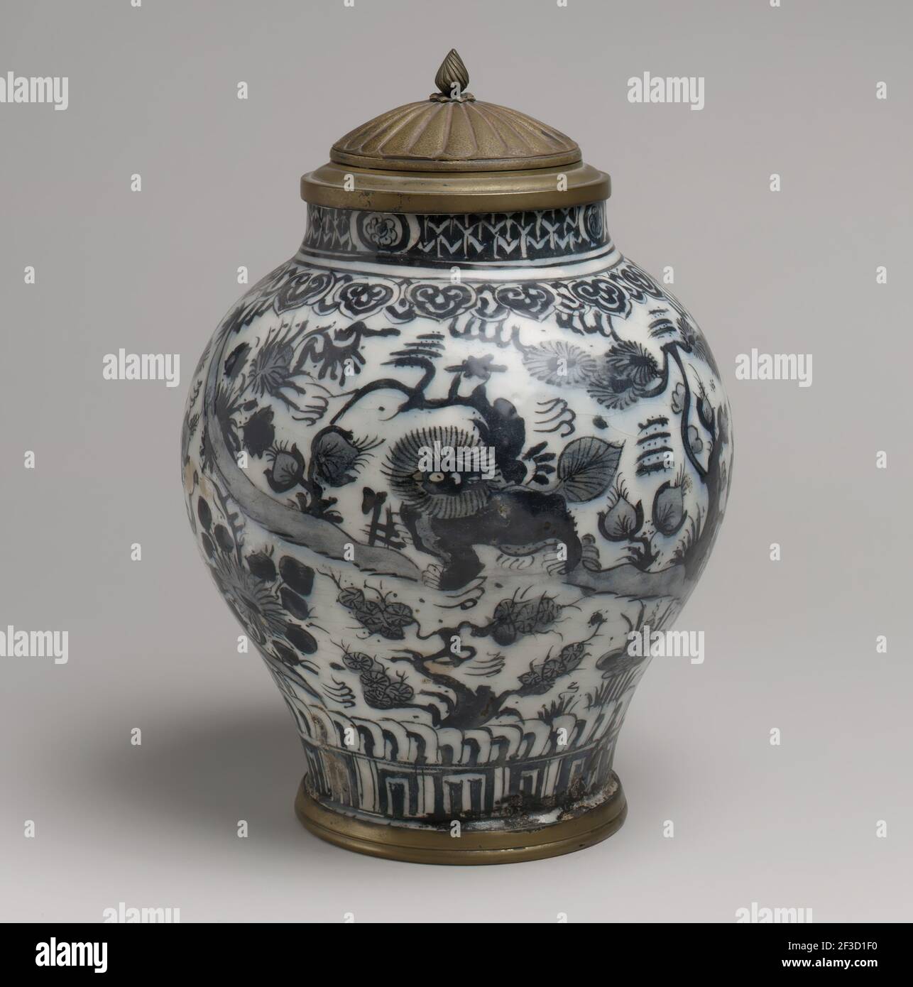 Jar with Lion and Landscape Elements, Iran, first half 18th century ...