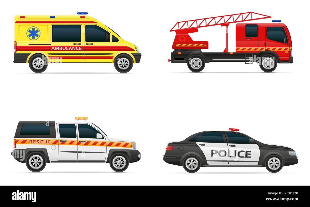 vehicles of various emergency and rescue services car vector ...