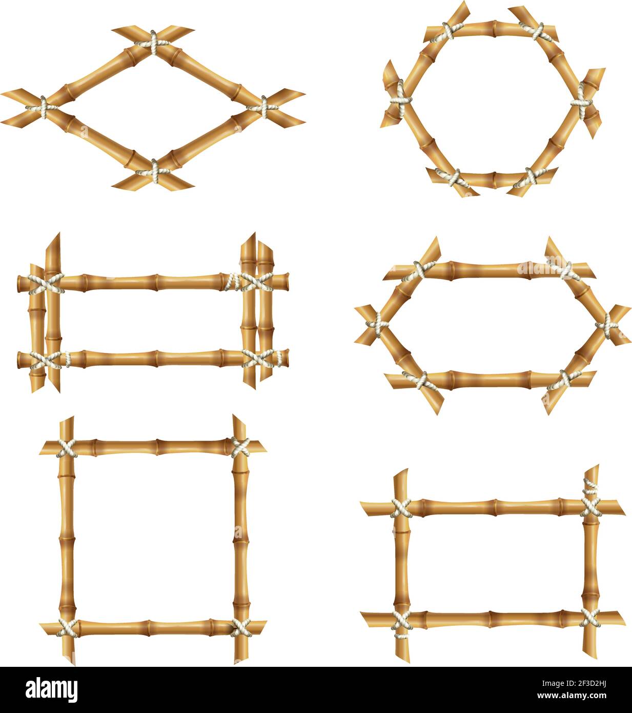 Bamboo frames. Wooden rustic asian banners template bamboo stick vector ...