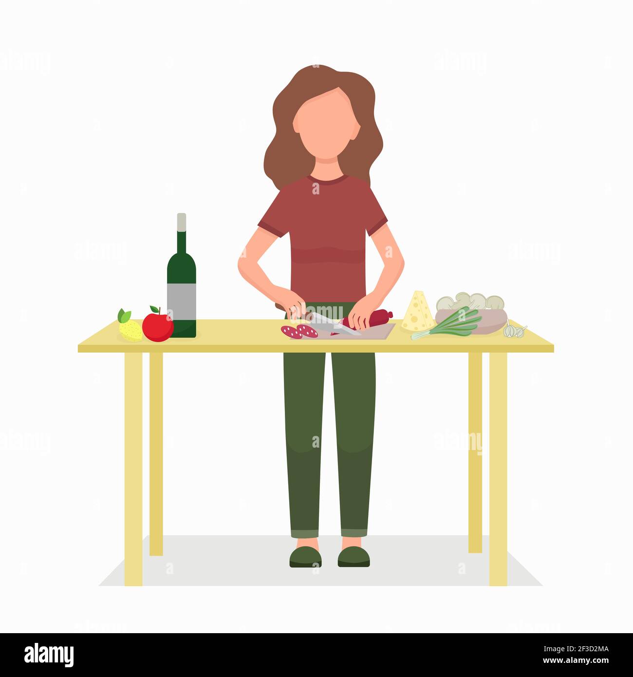 Woman home cook cartoon hi-res stock photography and images - Alamy