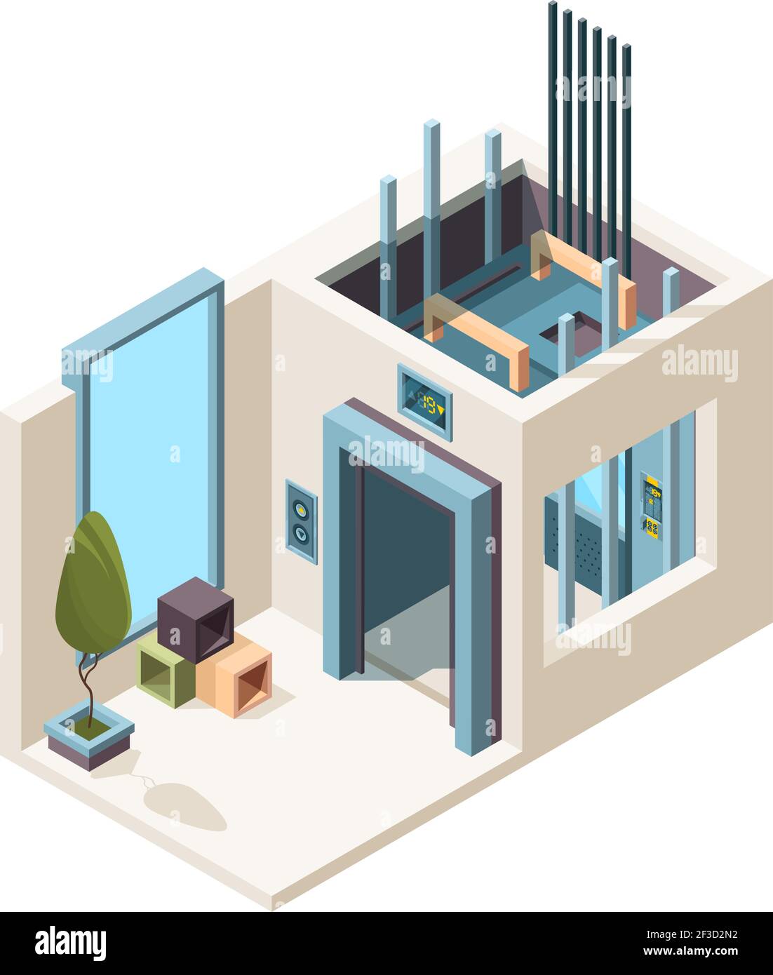 Traction elevator machine room Stock Vector Images - Alamy