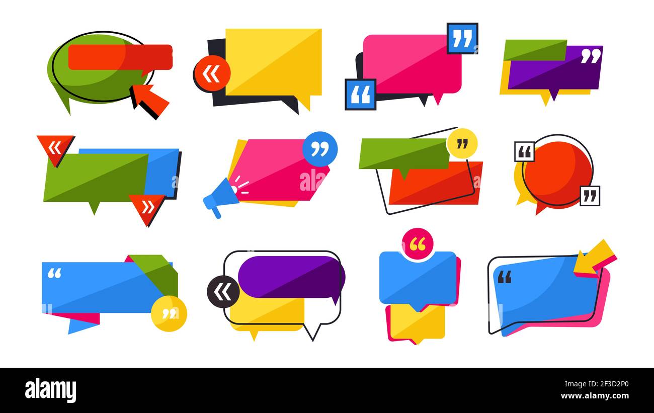 Quotes frames set. Quote shapes. Colorful graphic forms for text notes ...