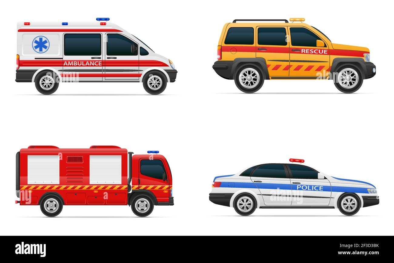vehicles of various emergency and rescue services car vector ...