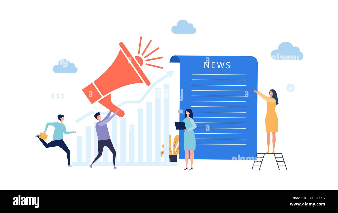 News update. Vector breaking news concept. Reportage illustration with ...