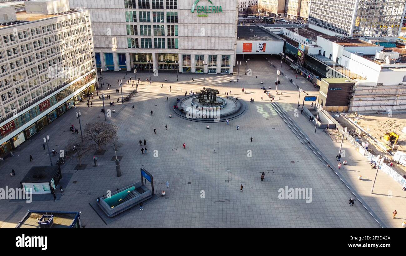 Famous Alexanderplatz Square in Berlin from above - aerial view Stock ...