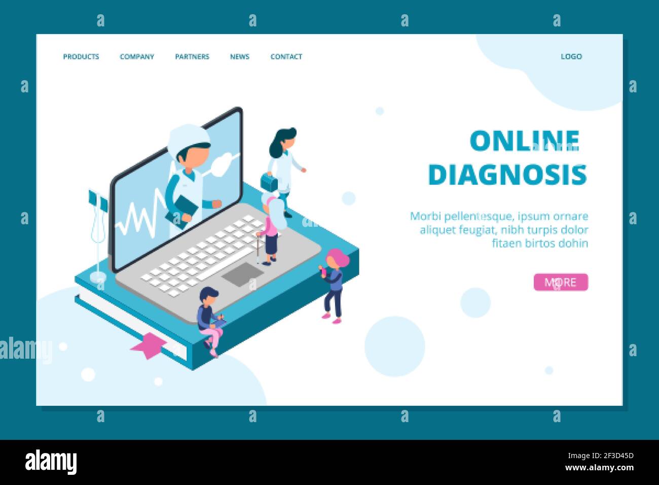 Online diagnosis landing page. Isometric doctor online web banner ...