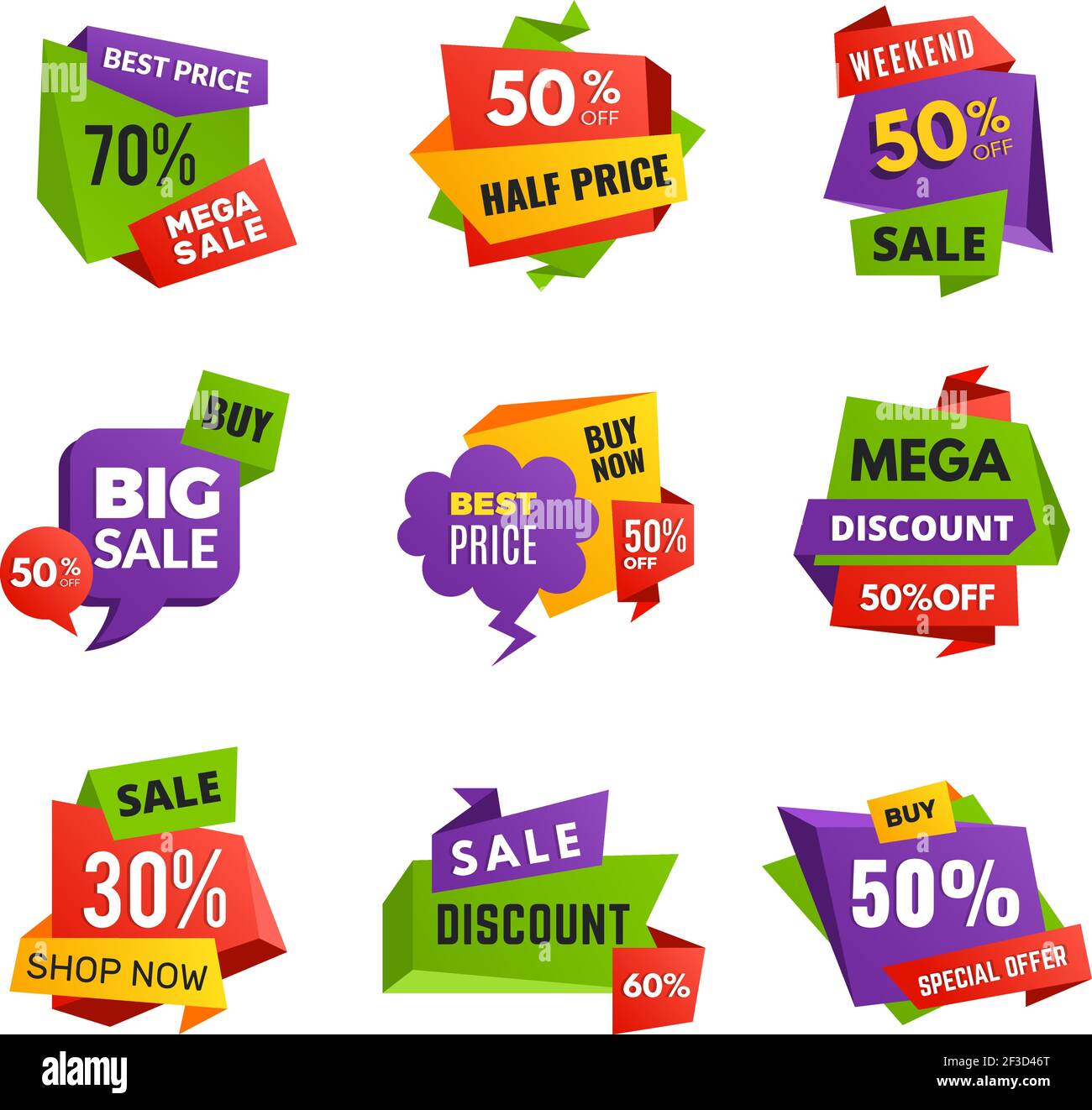 Special offer tags. Discount ads banners best selling promotional text ...