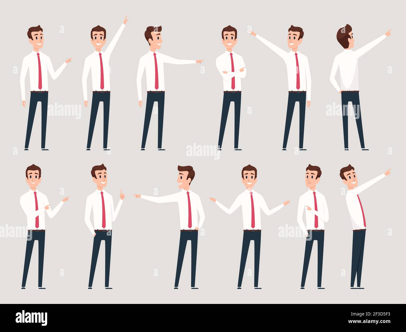 Businessman pointing. Managers male workers standing and direction ...
