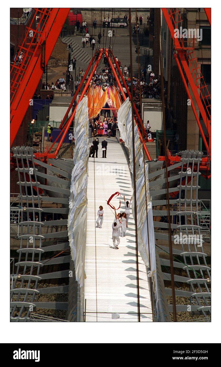 Queen Elizabeth The Millennium Bridge May 2000 Performers out on the ...