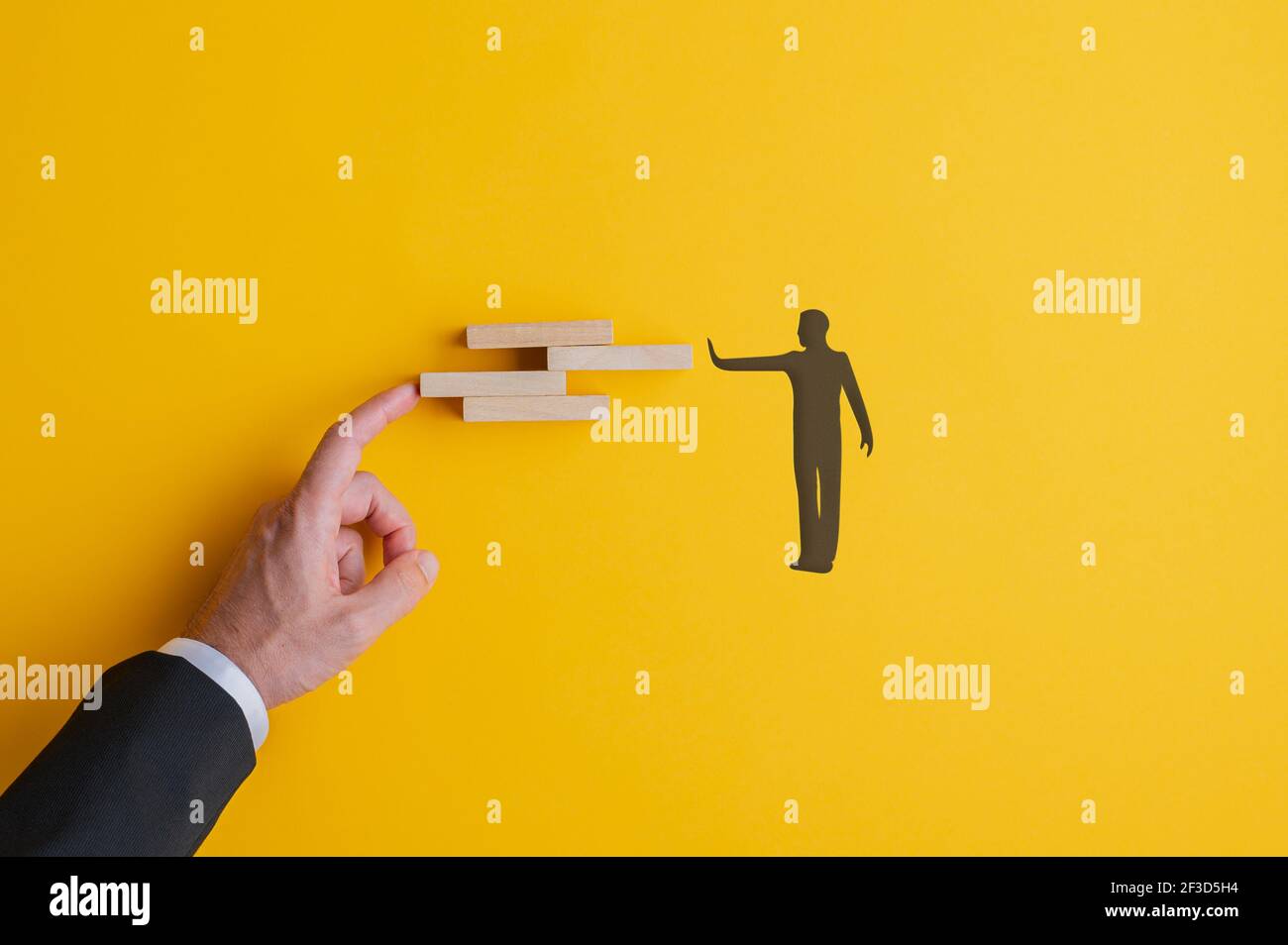 Conceptual image of teamwork and problem solving with male hand and ...