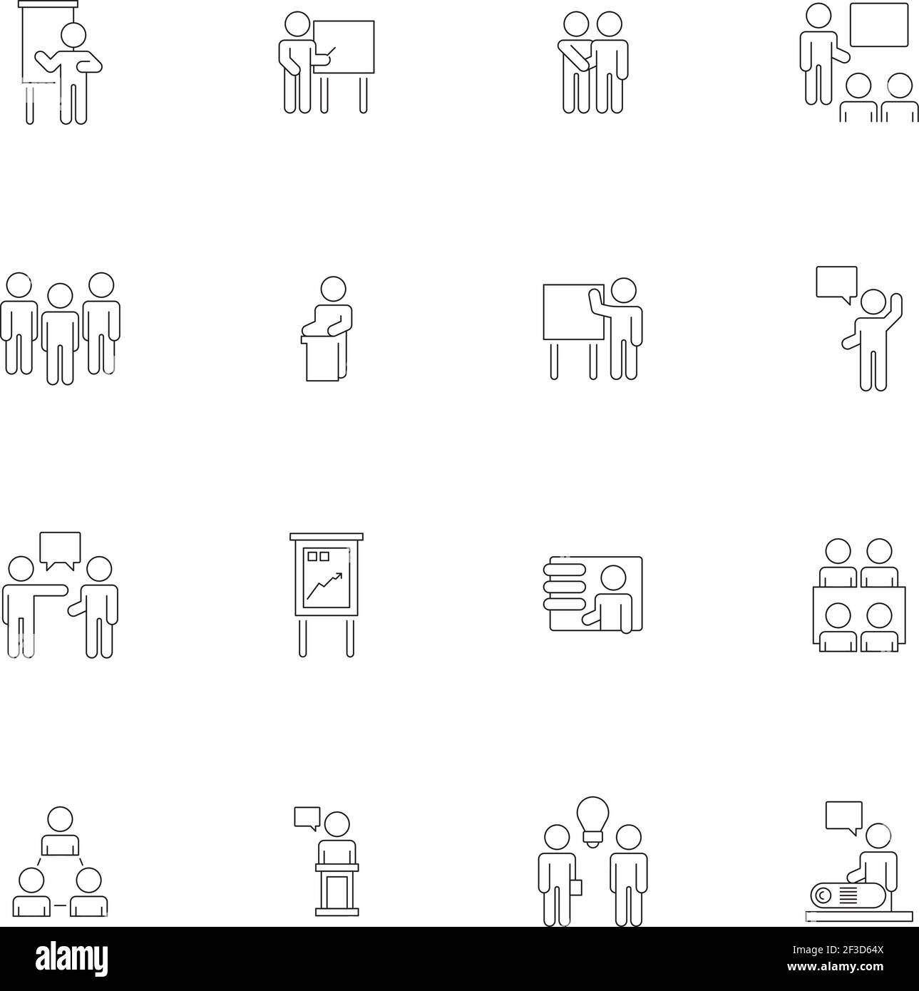 Business trainings icon. Managers coaching seminar group presentation ...