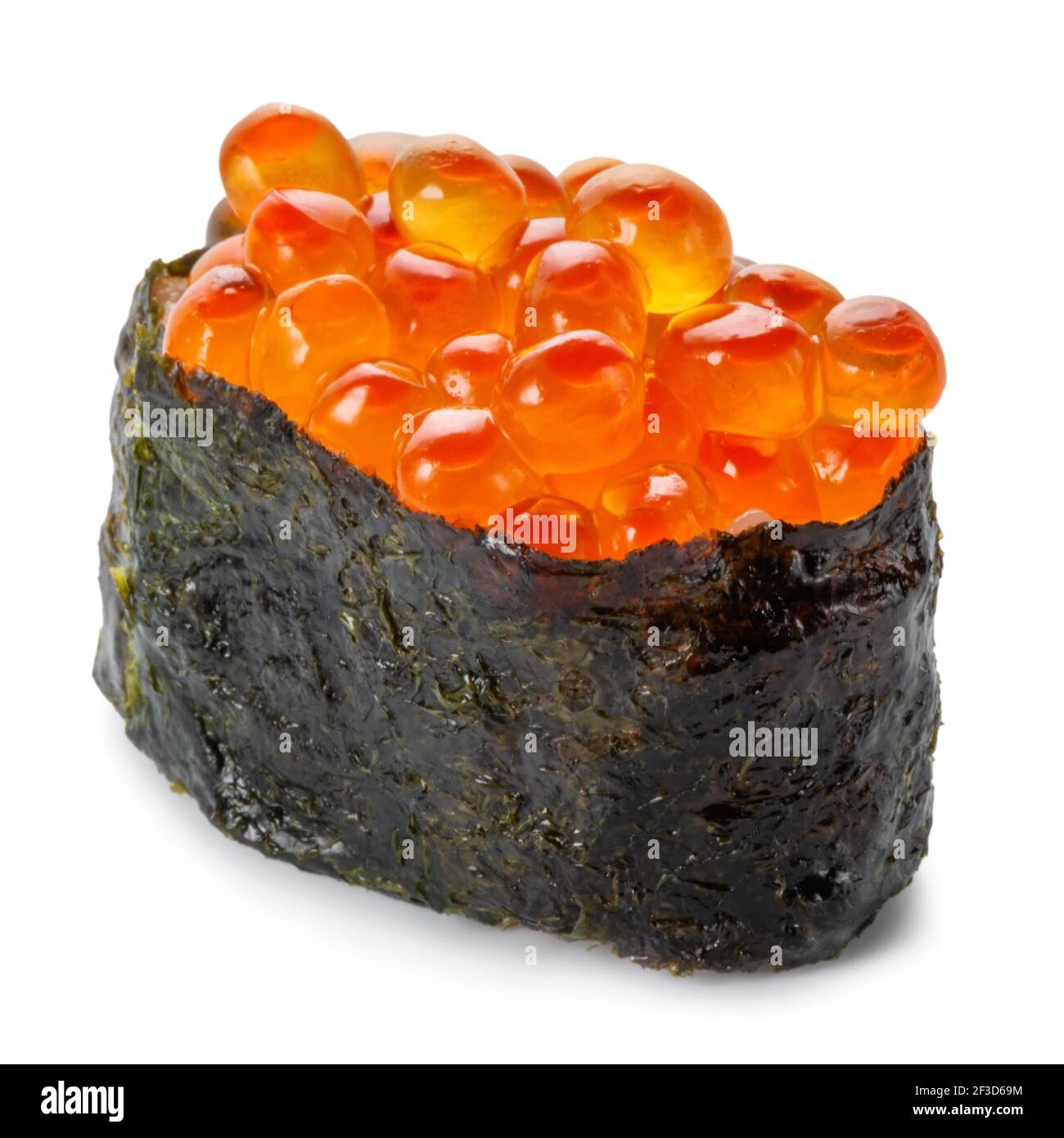 gunkan sushi with row caviar isolated on white background, Asian food ...