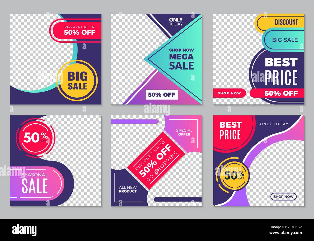 Post template. Social media ads banners with place for text abstract ...