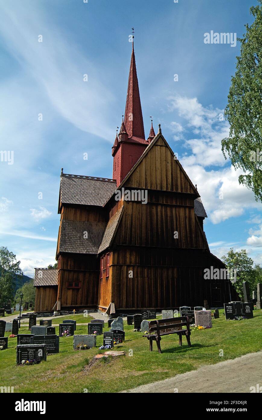 Ringebu, Norway - June 06, 2009: old stave church covered with wooden ...