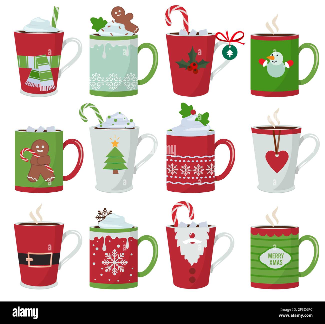 Christmas mug. Holiday decoration at vessel for hot drinks coffee latte ...