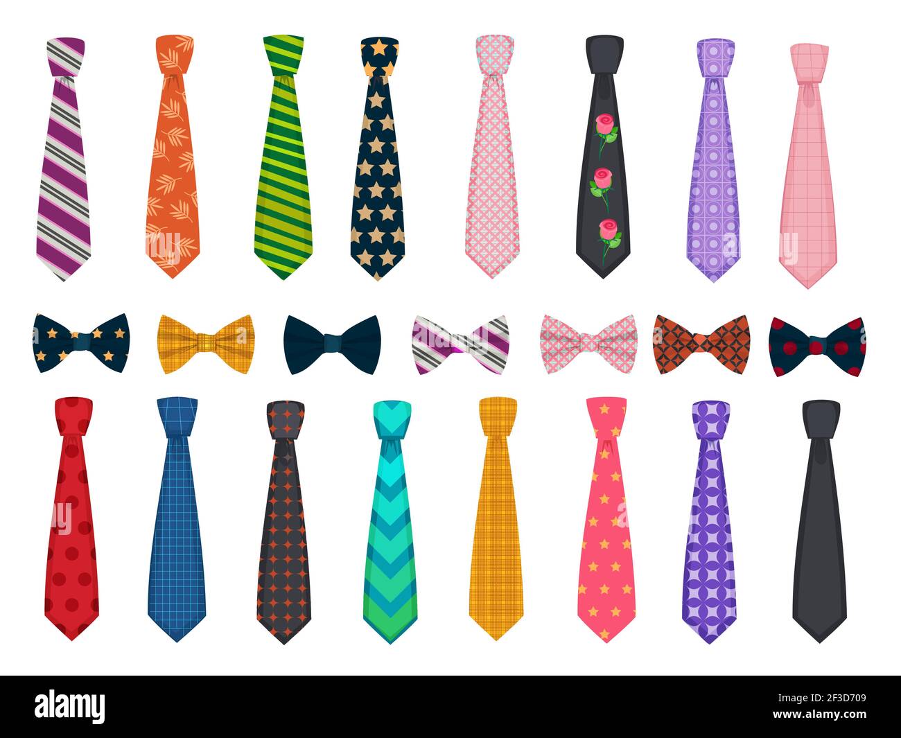 Tie collection. Men suits accessories bows and ties fashioned vector ...