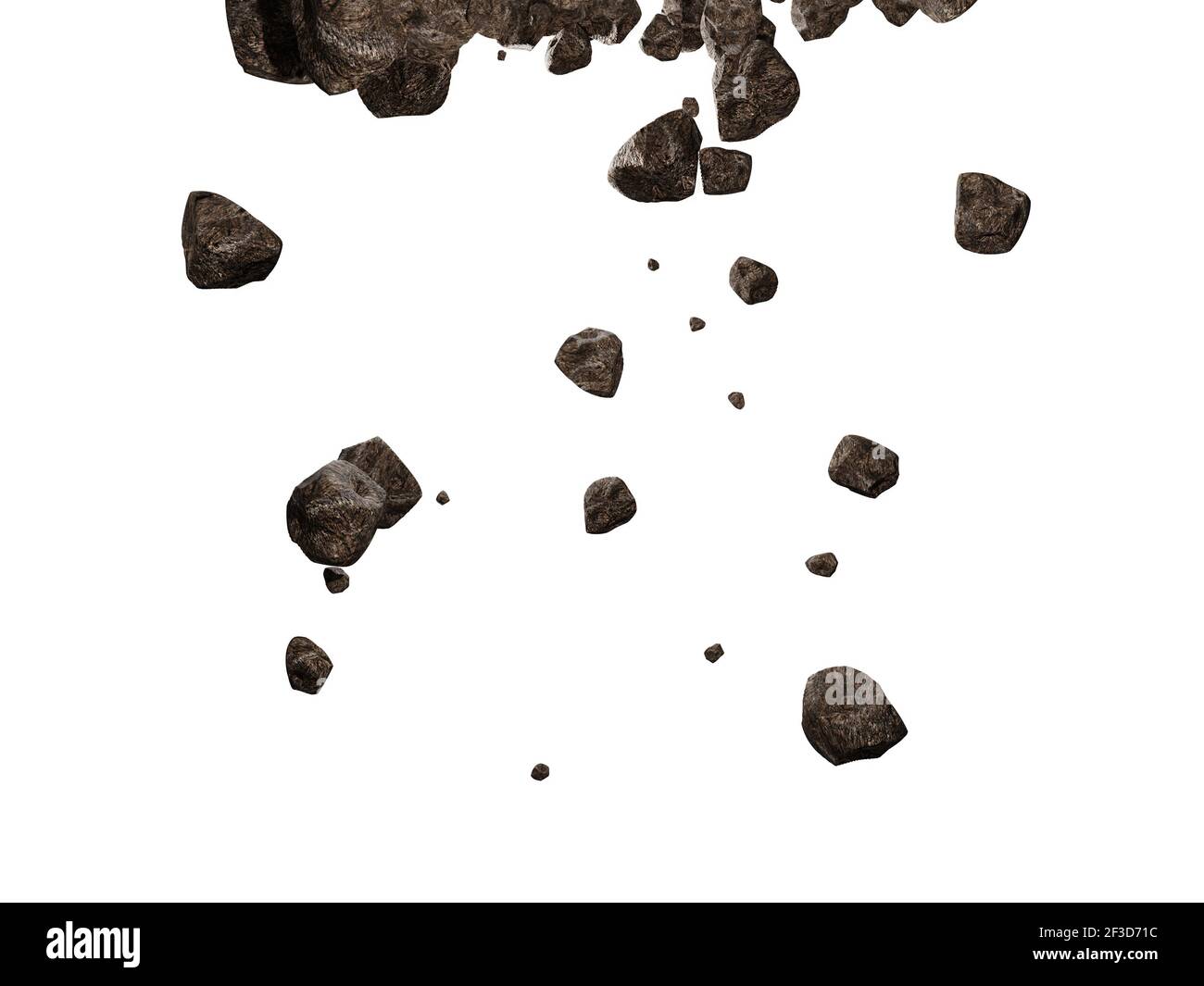 Falling rocks isolated on white background.3d rendering illustration ...