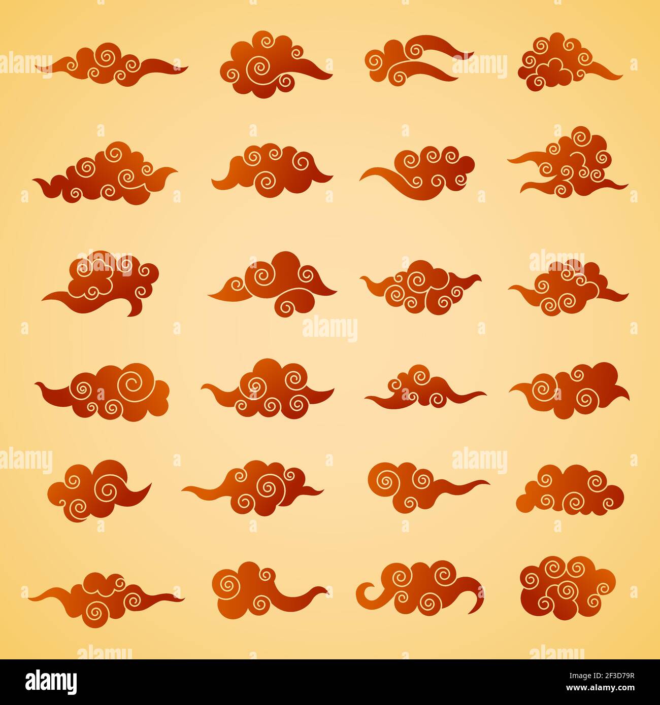 Chinese clouds. Graphic symbols in oriental style asian traditional ...