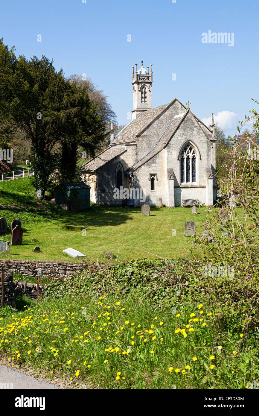 St John the Apostle church in the Cotswold village of Sheepscombe ...