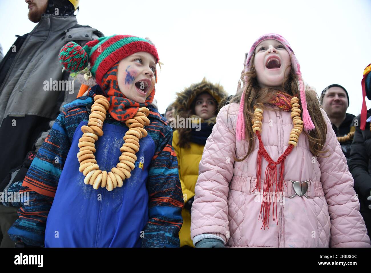 March 14, 2021. - Russia, Moscow Region. - A celebration of Maslenitsa ...