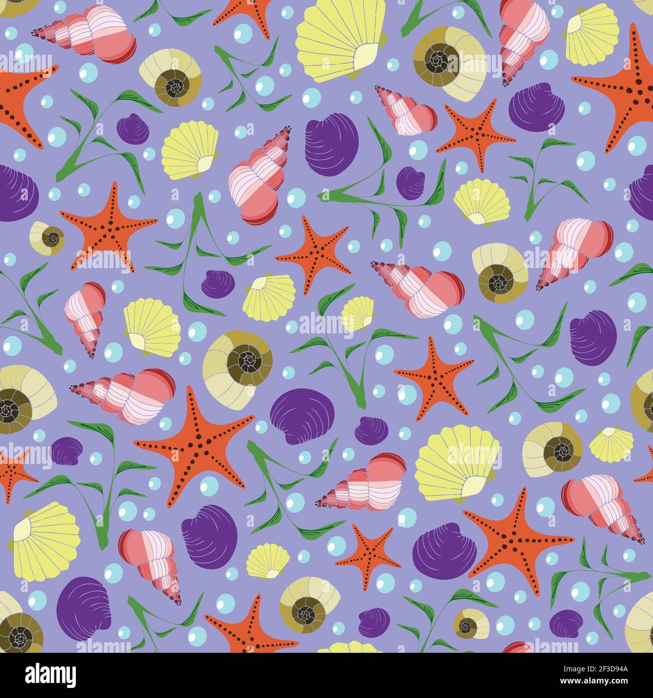 Seamless vector pattern sea shells and starfish. Undersea wallpaper ...