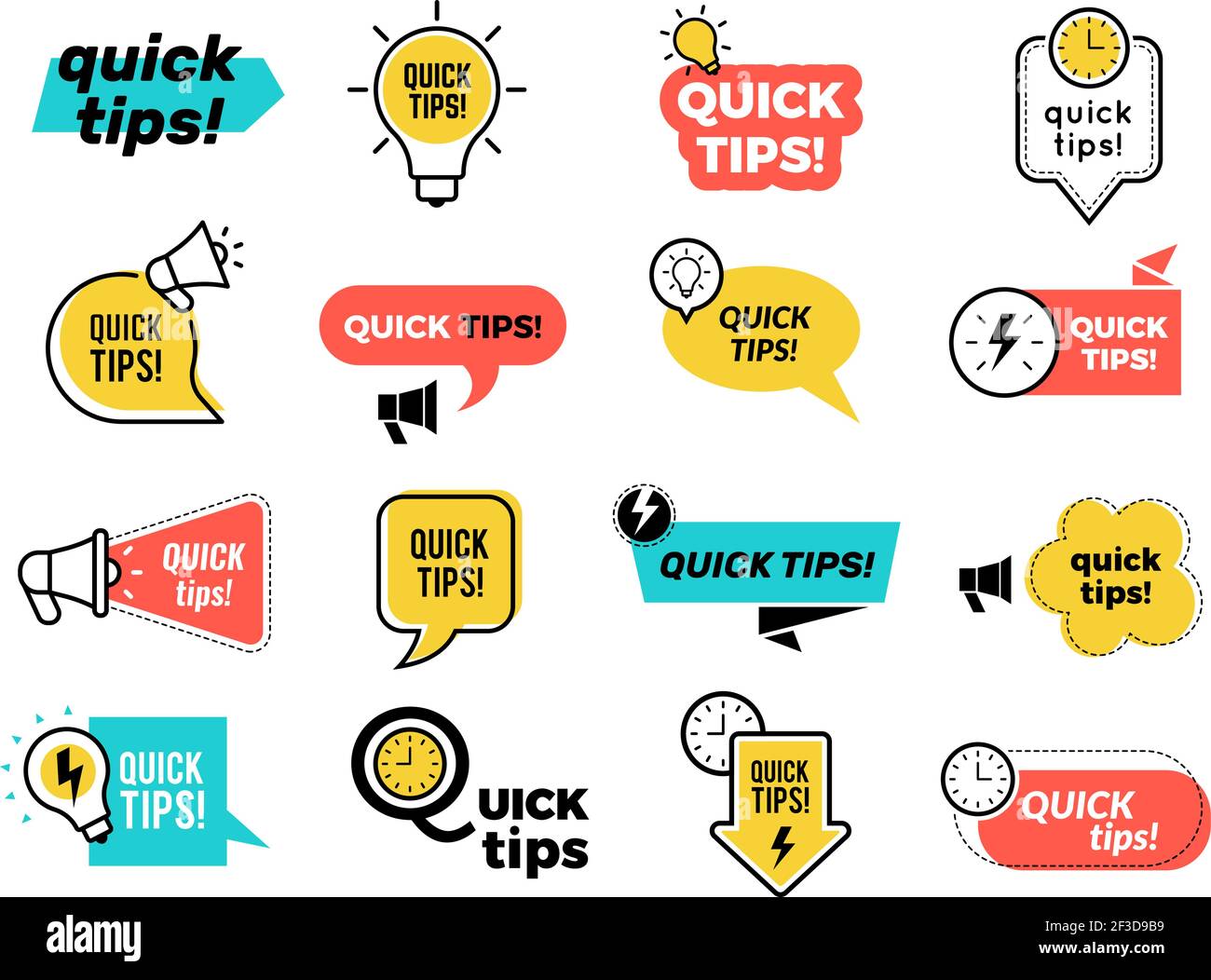 Quick tips badges. Graphic stickers ideas reminders quickly thinks ...