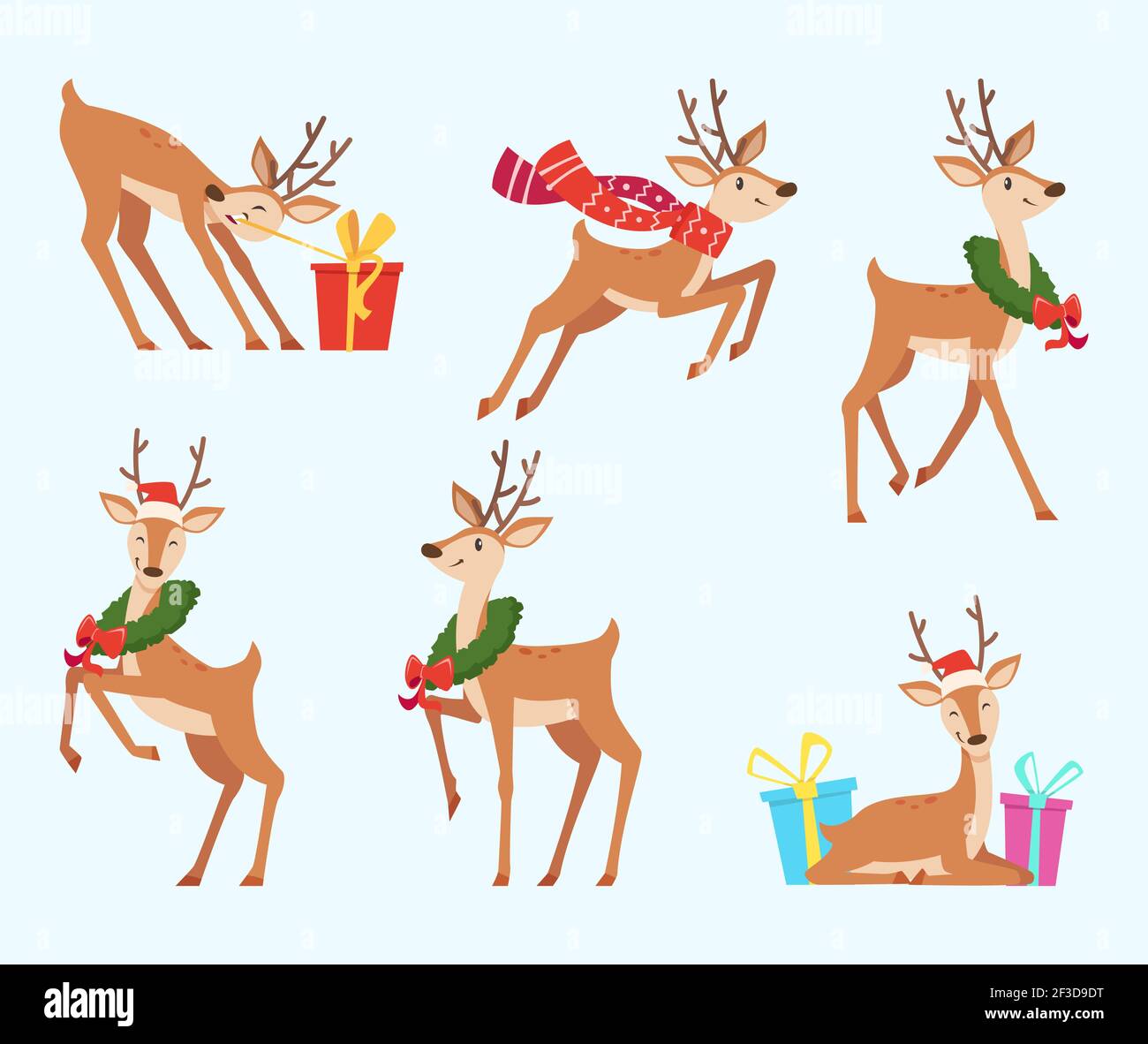 Christmas deer. Cute fairytale animal reindeer in cartoon style vector ...
