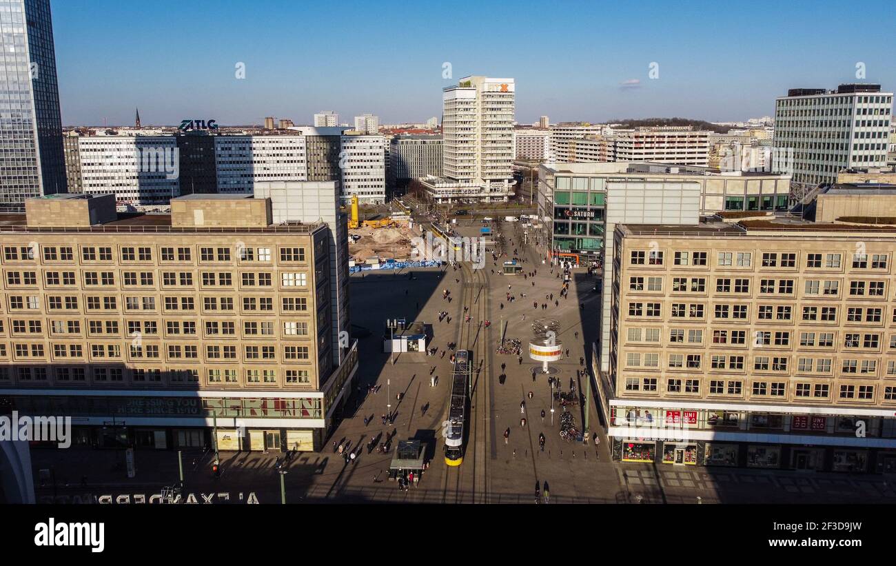 Famous Alexanderplatz Square in Berlin from above - aerial view Stock ...