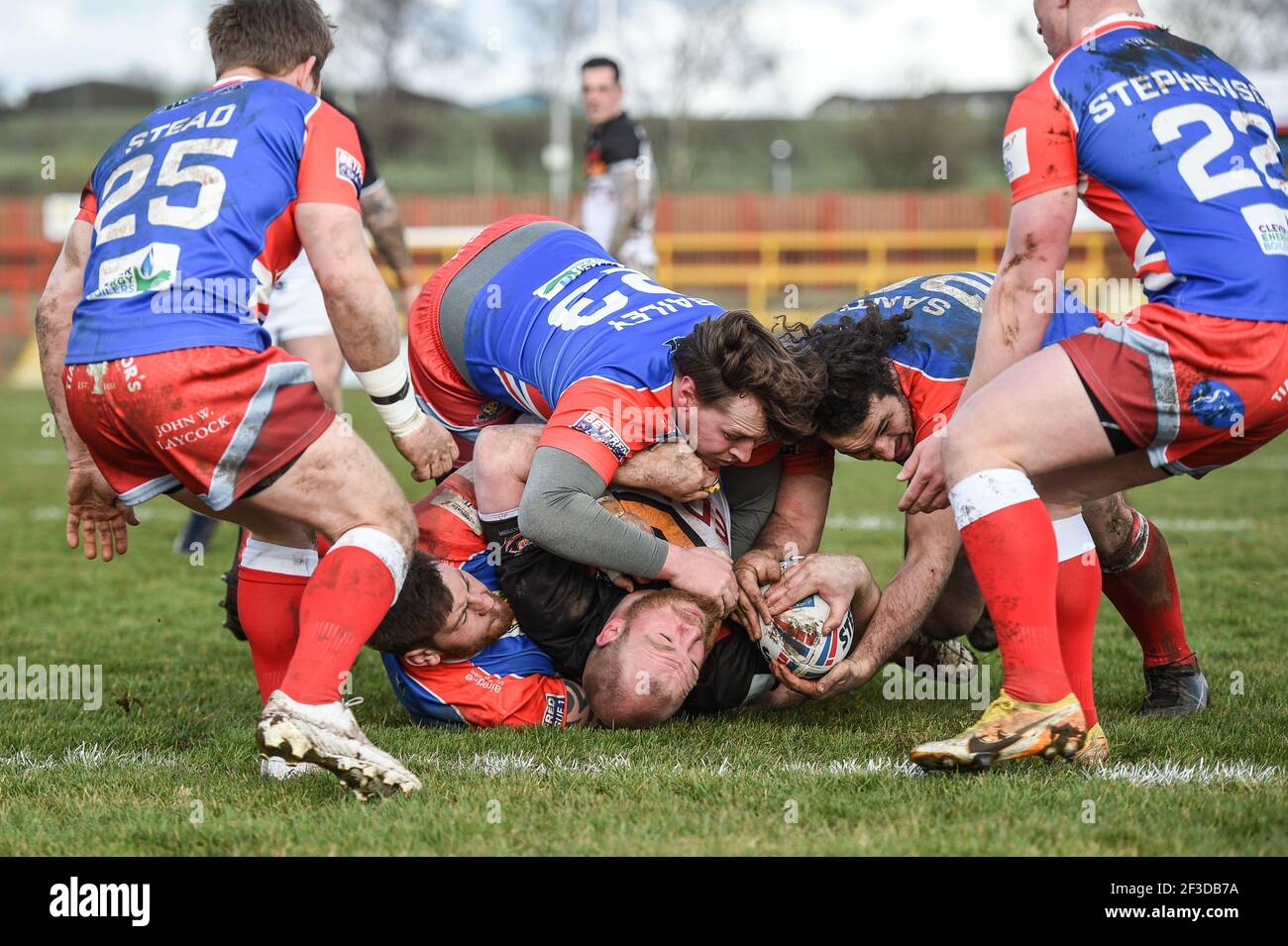Steve Crossley of Bradford Bulls held up just short of try line Stock ...