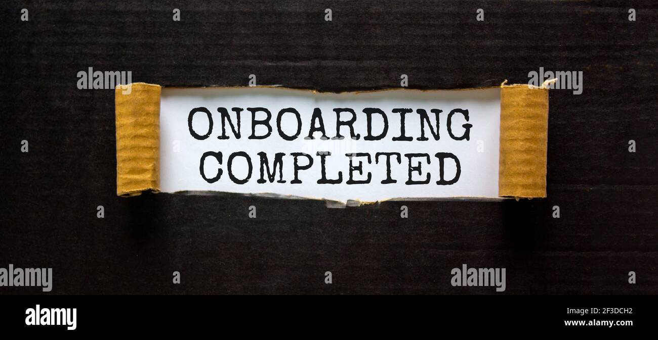 Onboarding completed symbol. Words 'Onboarding completed' appearing ...