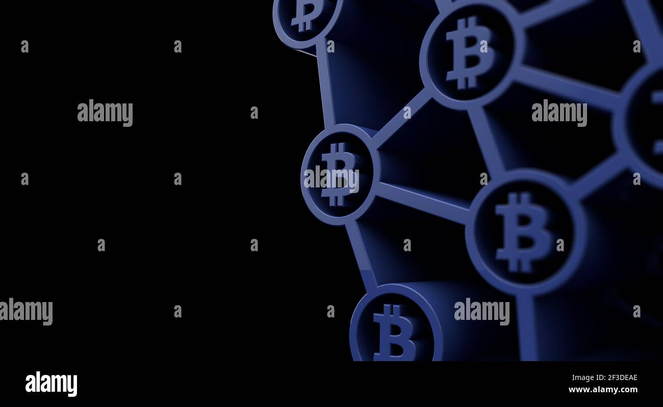 Bitcoin cryptocurrency symbol blockchain technology background. 3D ...