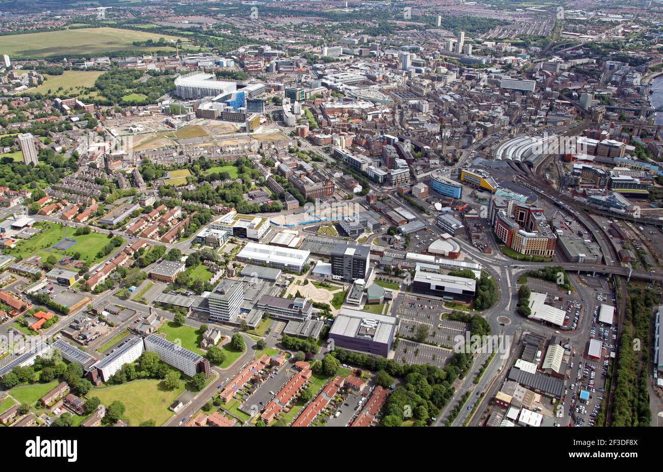 aerial view of Newcastle upon Tyne looking east from Newcastle College ...