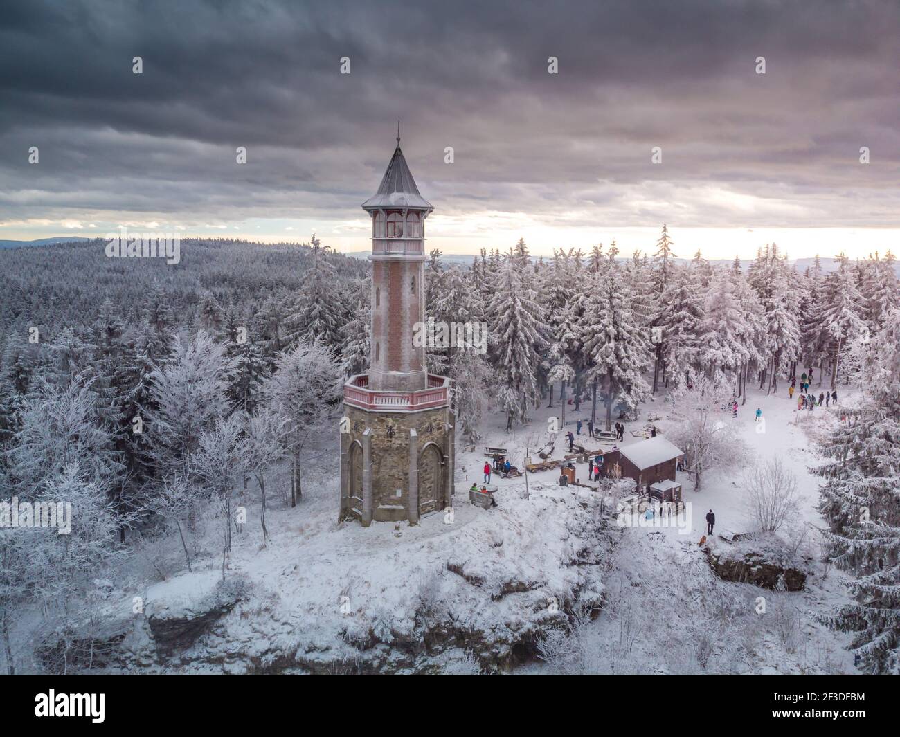 Aerial photo of Lookout tower Stepanka on the border of Krkonose and ...