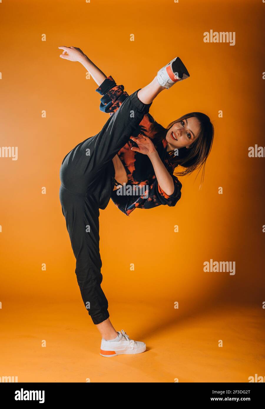 Modern dancing woman performing modern style dance moves Stock Photo ...