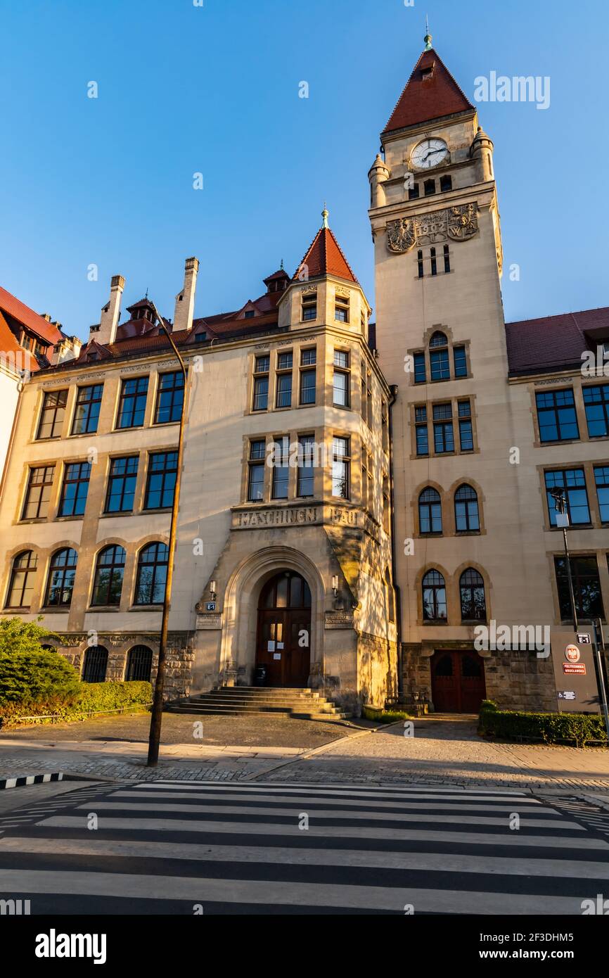 Wroclaw, Poland - May 26 2020: Facade of the faculty of Architecture of Wroclaw University of ...