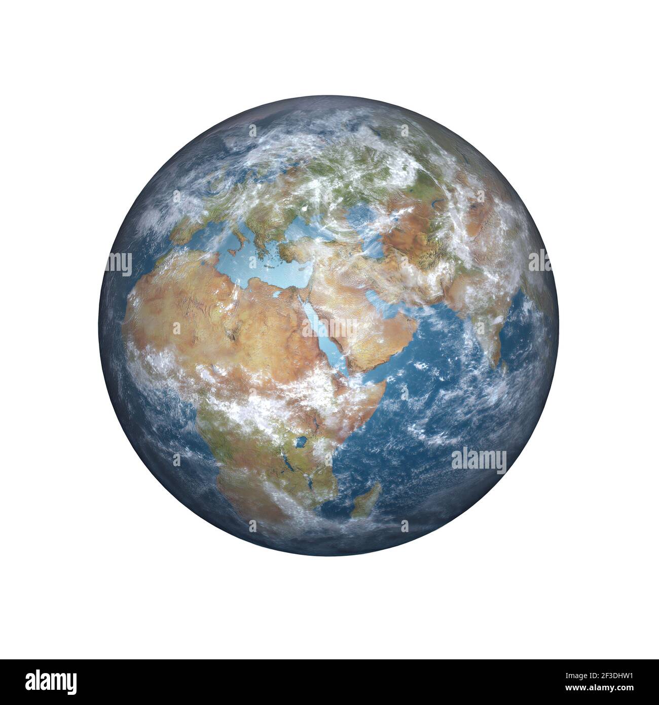 3D rendering of planet Earth in daylight rotated to show Africa, the ...