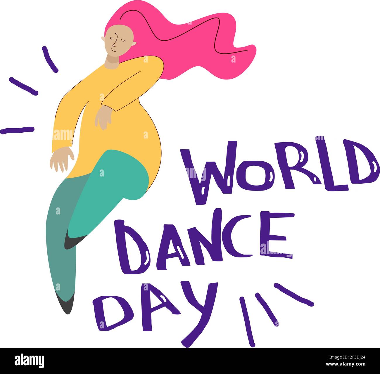 International dance day vector concept. Cartoon women with colorful ...
