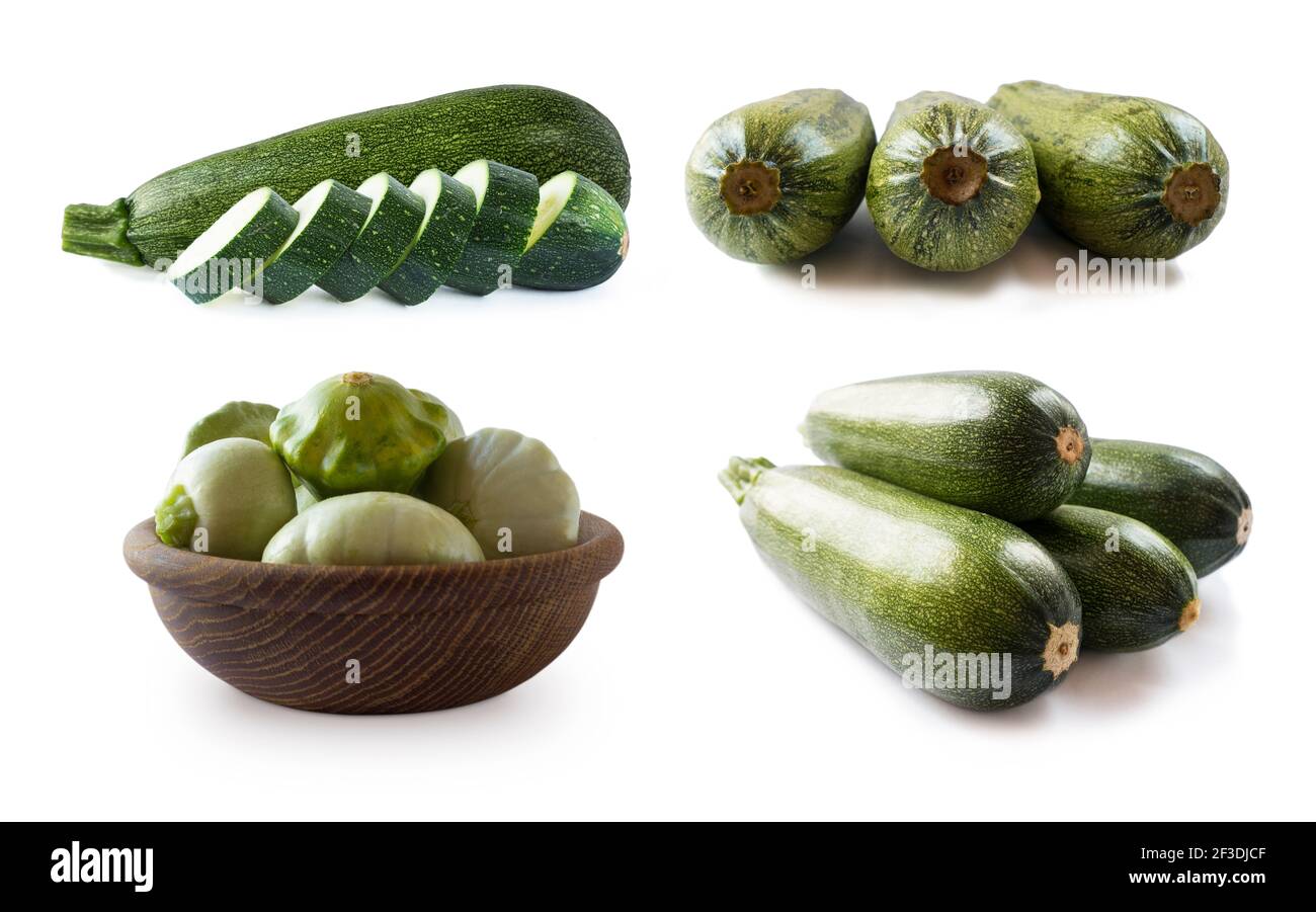 Fresh cut zucchini isolated on a white background. Design element for ...