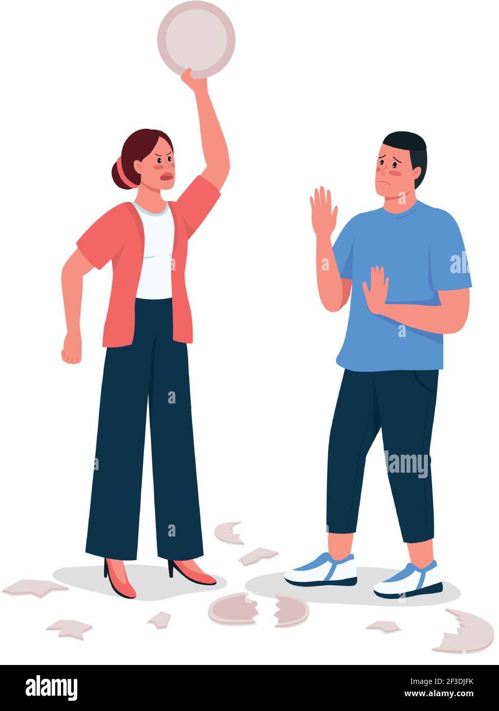 Woman scolding husband flat color vector detailed characters Stock ...