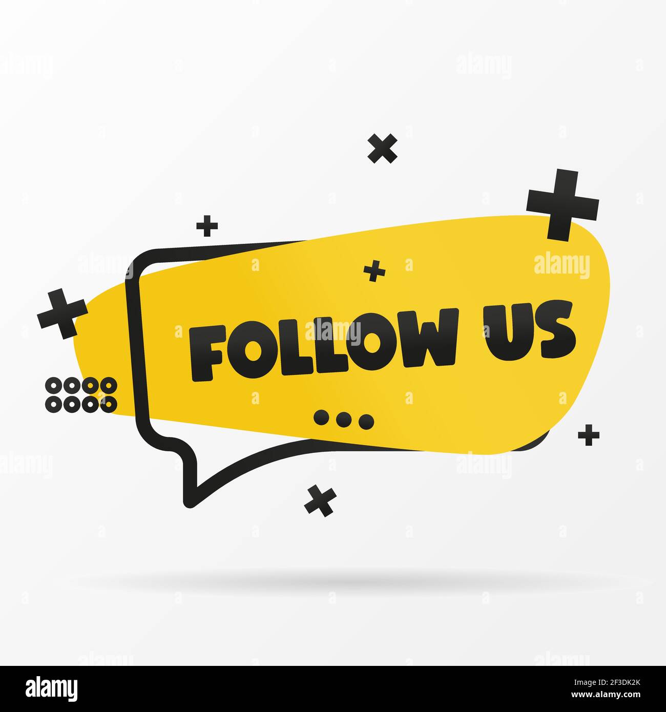 Original inscription FOLLOW US on the banner. Vector design in a flat ...