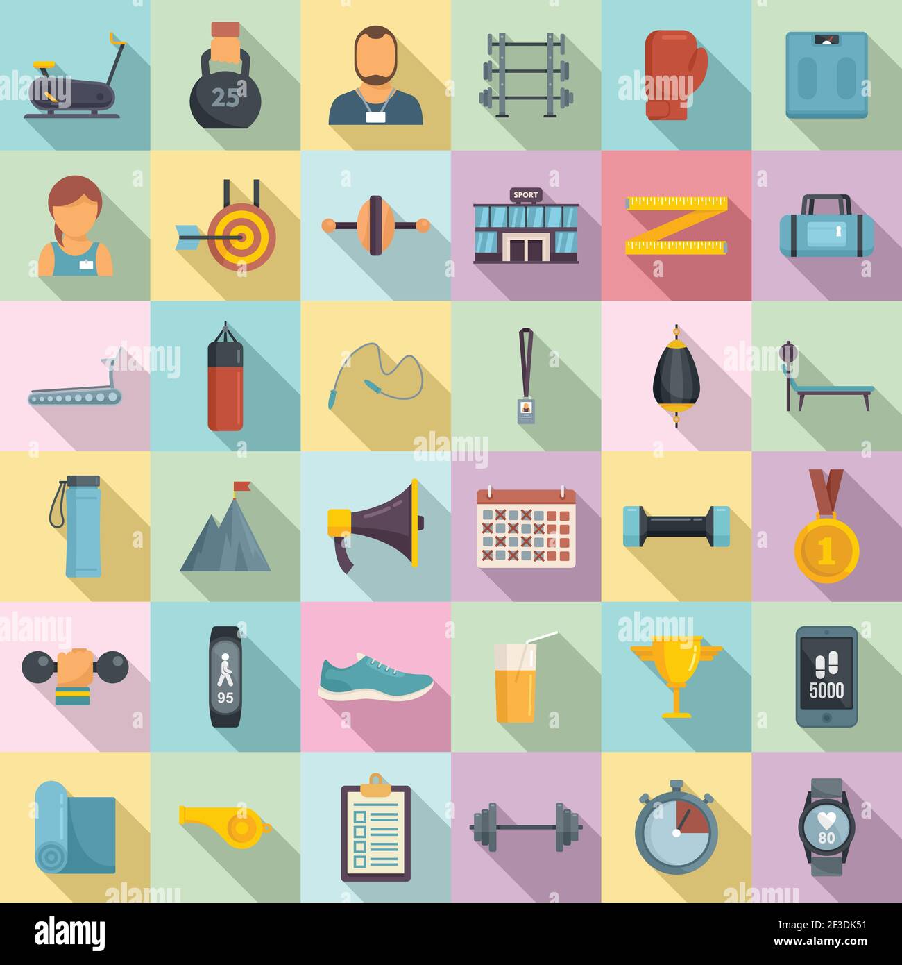 Personal trainer icons set, flat style Stock Vector Image & Art - Alamy