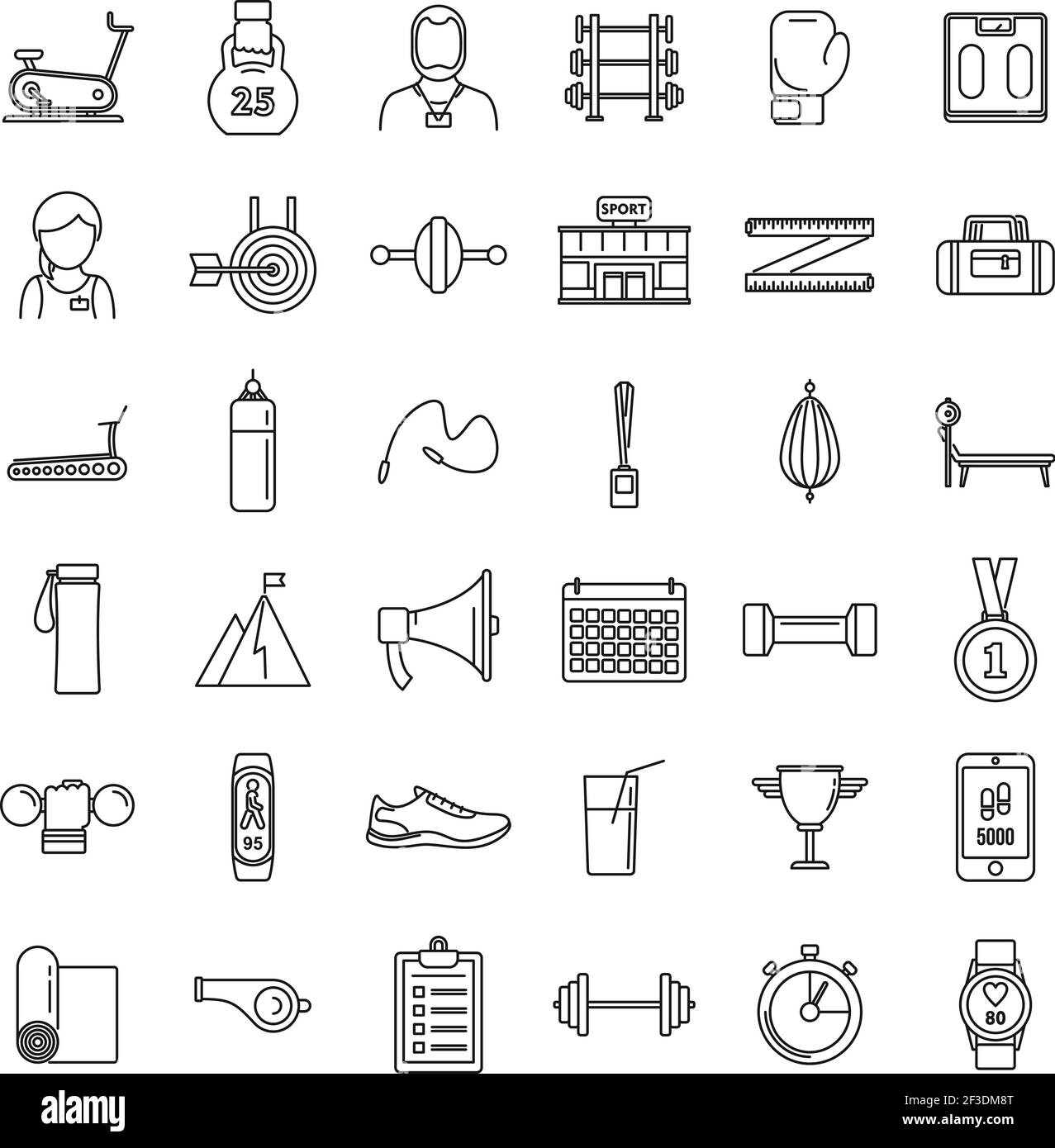 Gym personal trainer icons set, outline style Stock Vector Image & Art ...