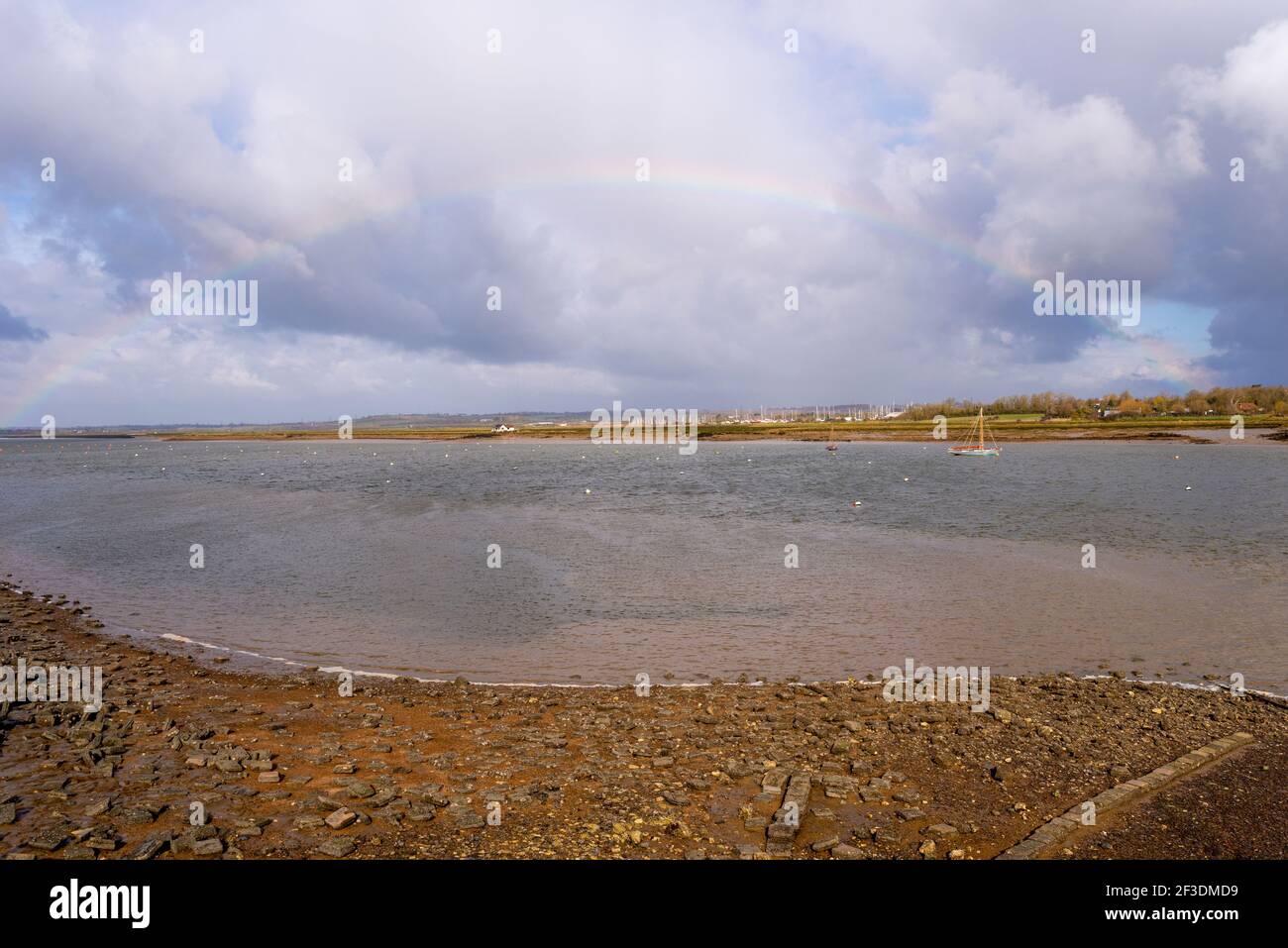 Rainbow over the River Crouch looking towards North Fambridge, Essex ...
