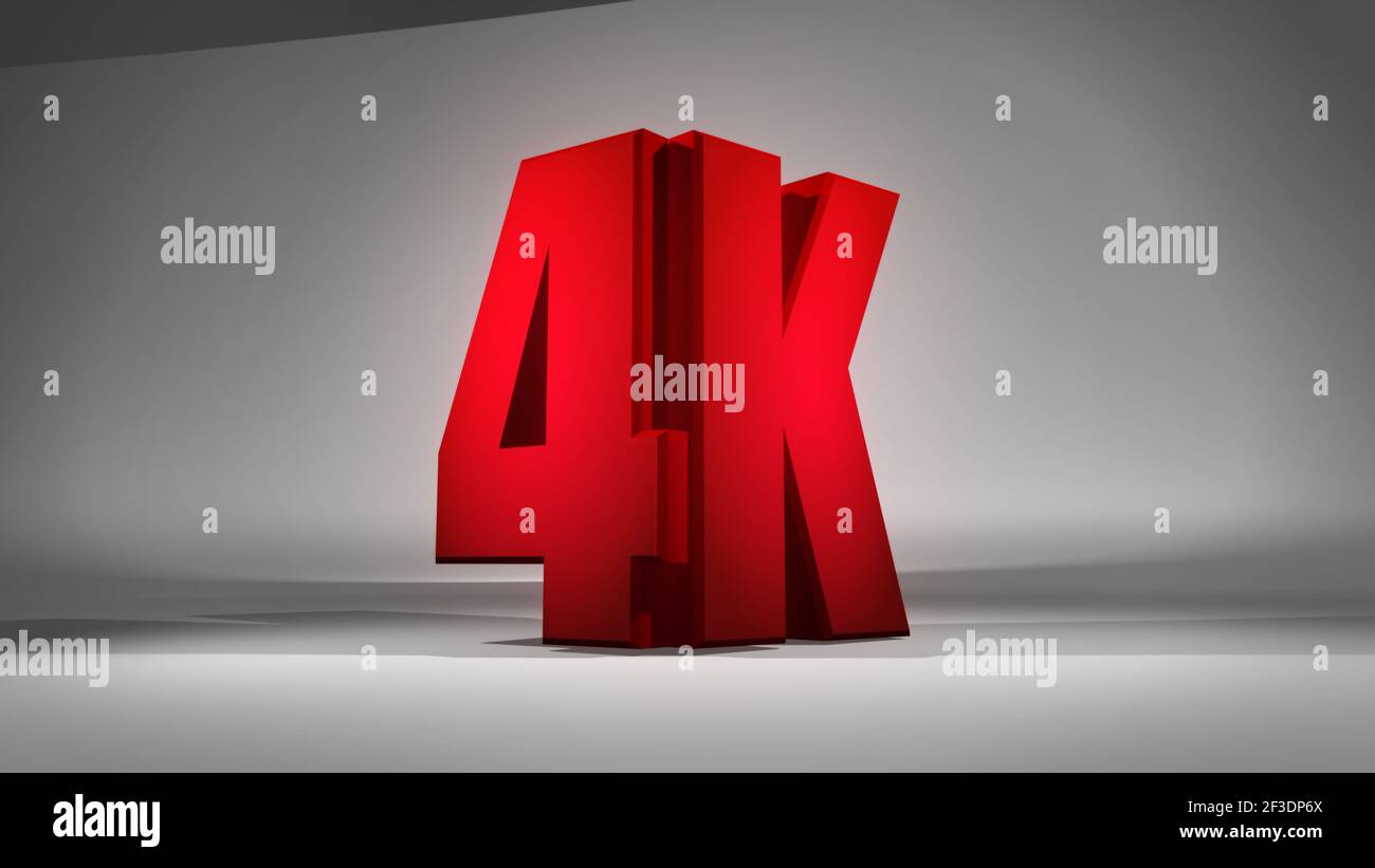 Red 4K shiny logo, minimal 3d render in front of a white curved ...
