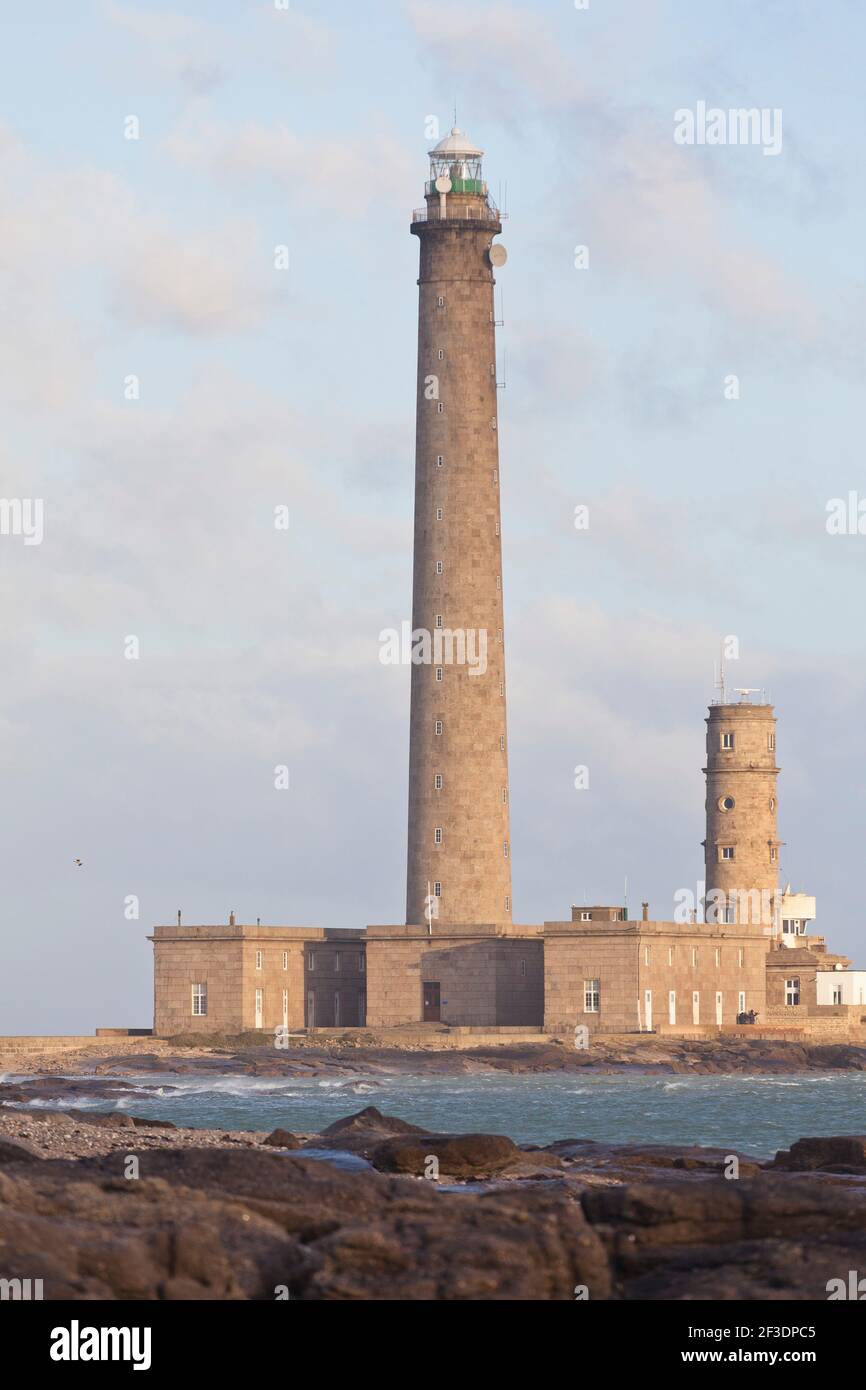 Lighthouse Phare de Gatteville on French Channel coast in the ...